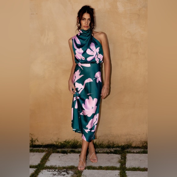 Petal & Pup | Dresses | Petal Pup Floral Satin Midi Dress Nwot | Poshmark